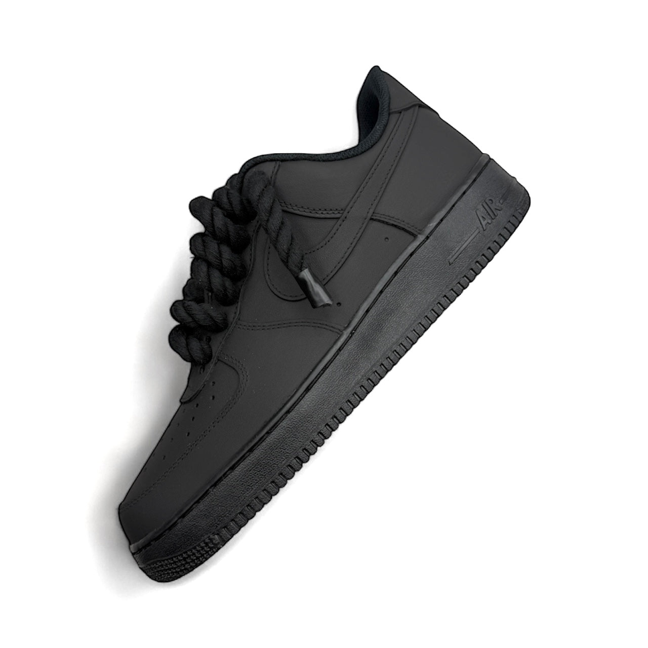 Matte Black Air Force 1 with Rope Laces – Cloutcvlture